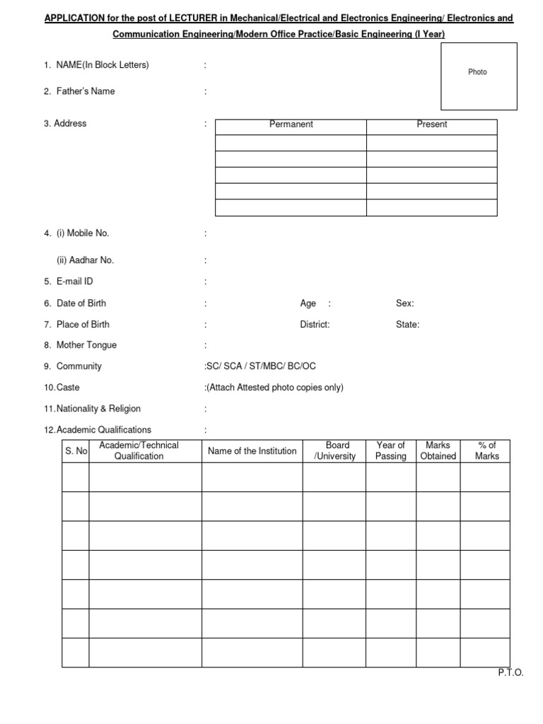 Application Format Lecturer | PDF