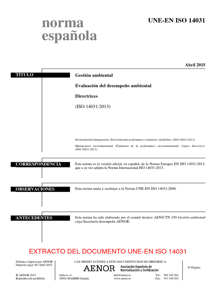 (Ex) Une-En Iso 14031 2015 | PDF | Tecnología