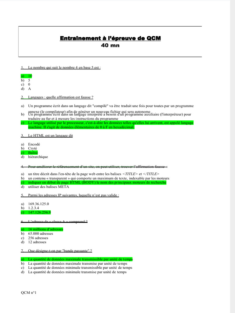 Pdfslide - Tips Qcm-Correction | PDF | Suite des protocoles Internet ...