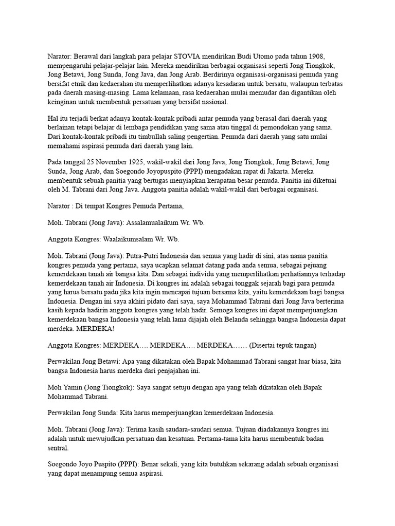 Teks Drama Sumpah Pemuda | PDF