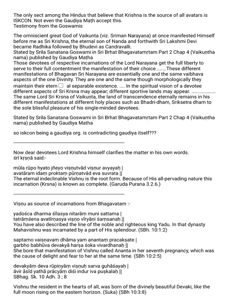 Krishna Is Vishnus Incarnation | PDF | Krishna | Hinduism