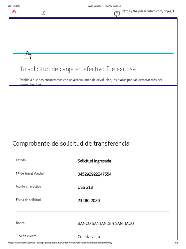 DEVOLUCION LATAM Travel Voucher - LATAM Airlines | PDF