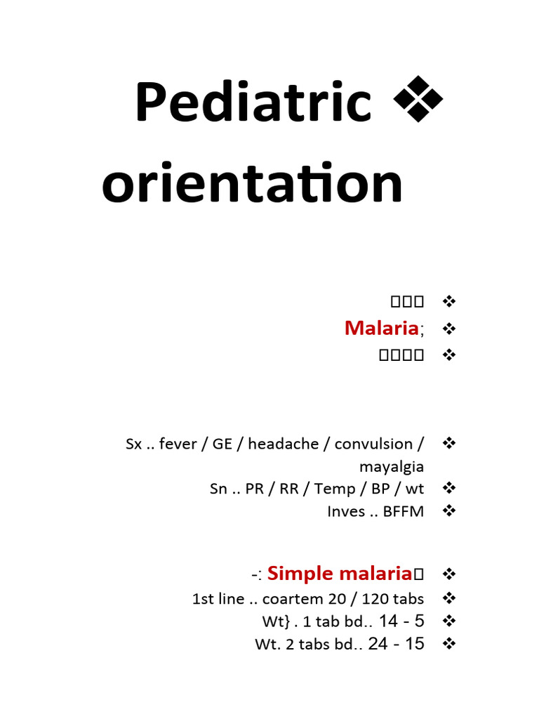 Pediatric Class Notes | PDF