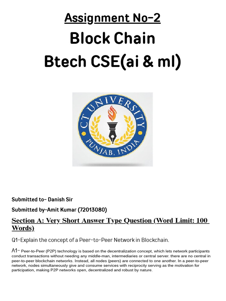 Ass2 Amit-Kumar 72013080 | PDF | Cryptocurrency | Bitcoin