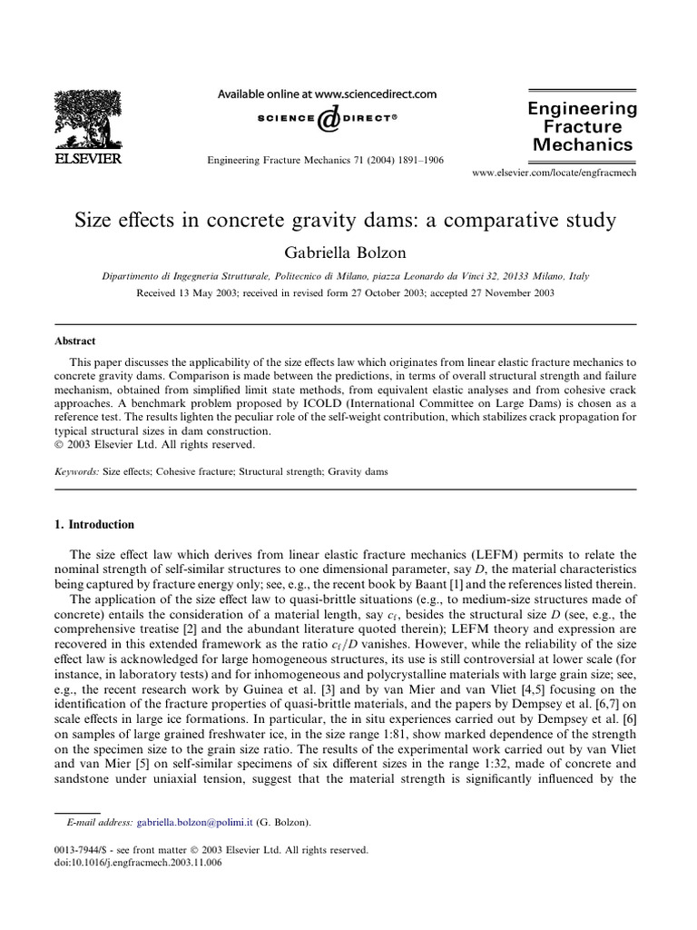 Size e Ects in Concrete Gravity Dams A Comparative Study | PDF ... Size e Ects in Concrete Gravity Dams A Comparative Study | PDF ...