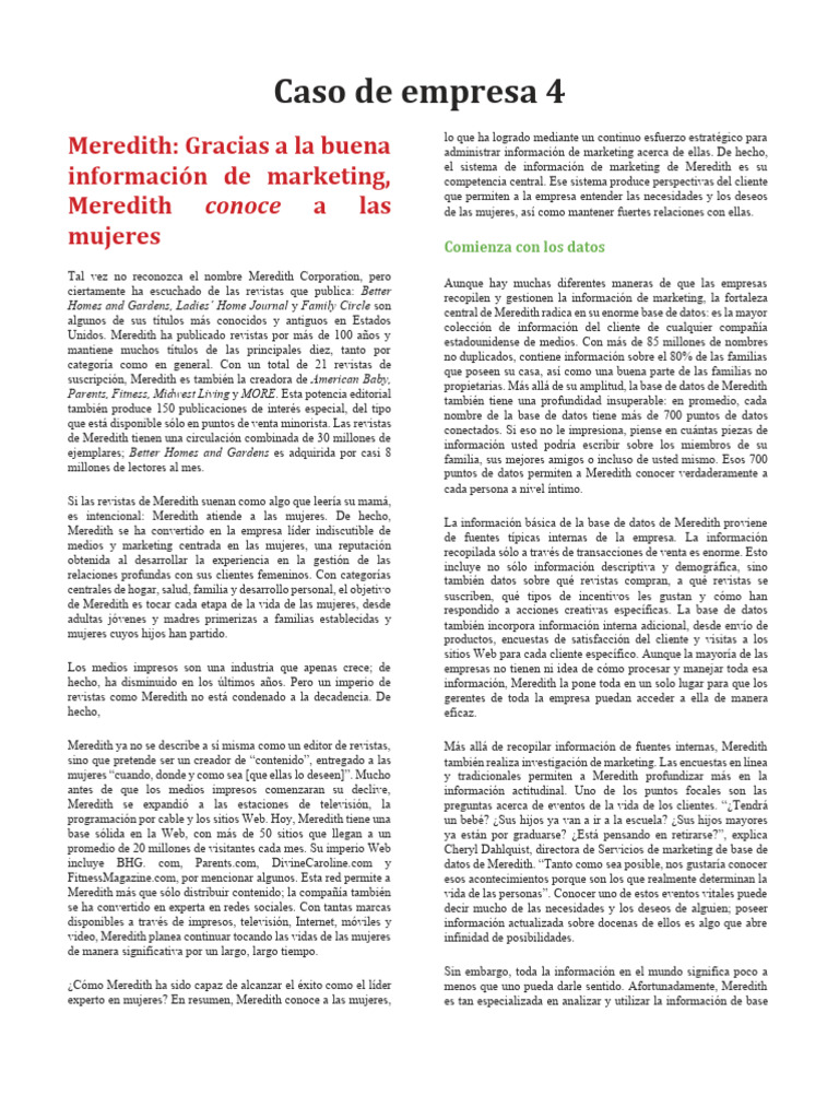 12.-Caso de Empresa 4 - Meredith | PDF | Marketing | Business