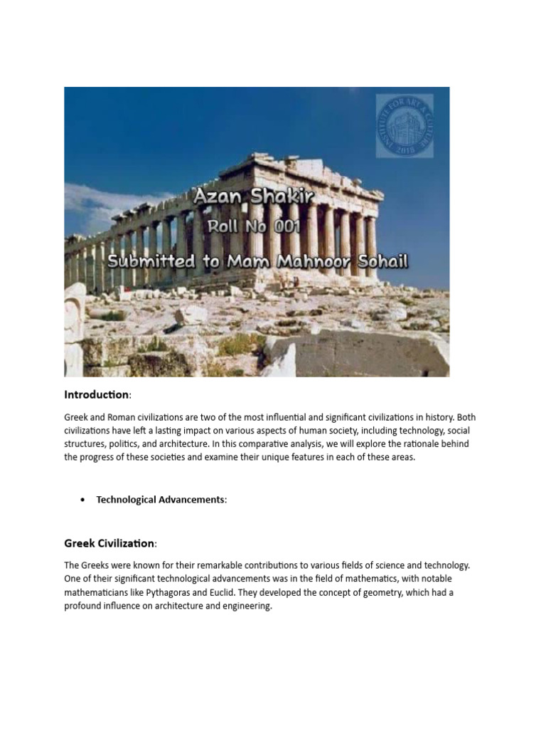 Technological Advancements | PDF | Ancient Rome | Ancient Greece