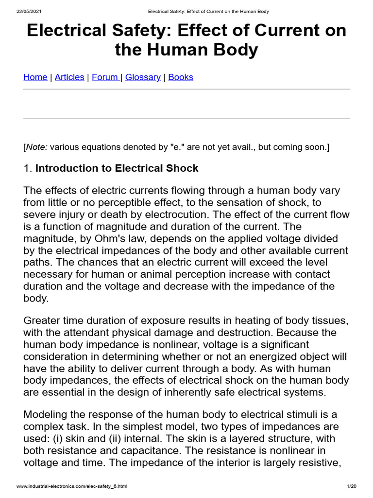 Electrical Safety - Effect of Current On The Human Body | PDF ...