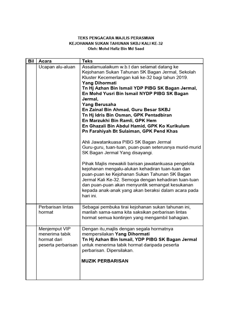 Teks Pengacara Majlis Perasmian | PDF
