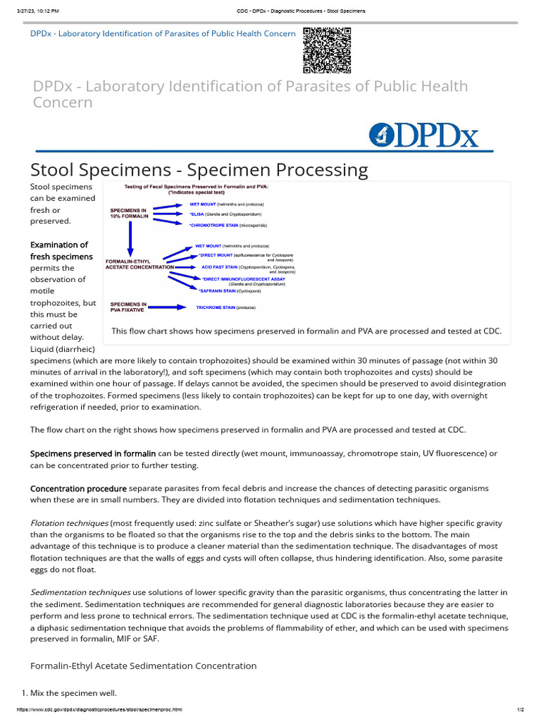 CDC - Stool Processing | Download Free PDF | Staining | Human Feces