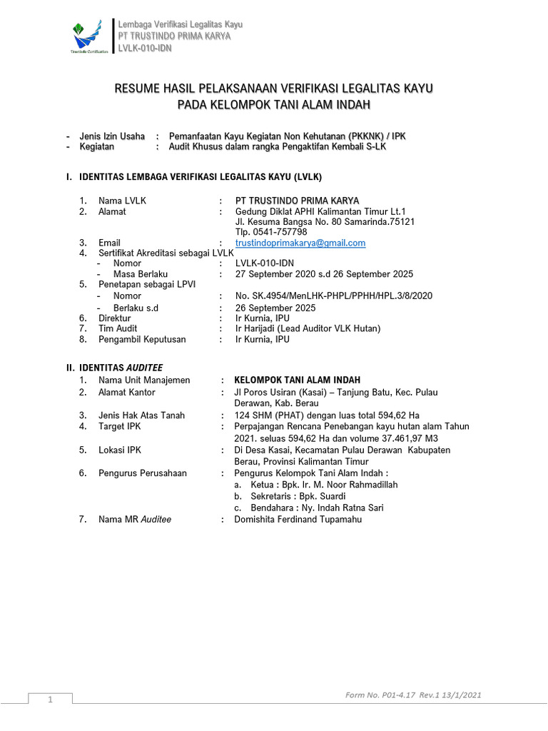 Resume Hasil Kelompok Tani Alam Indah | PDF