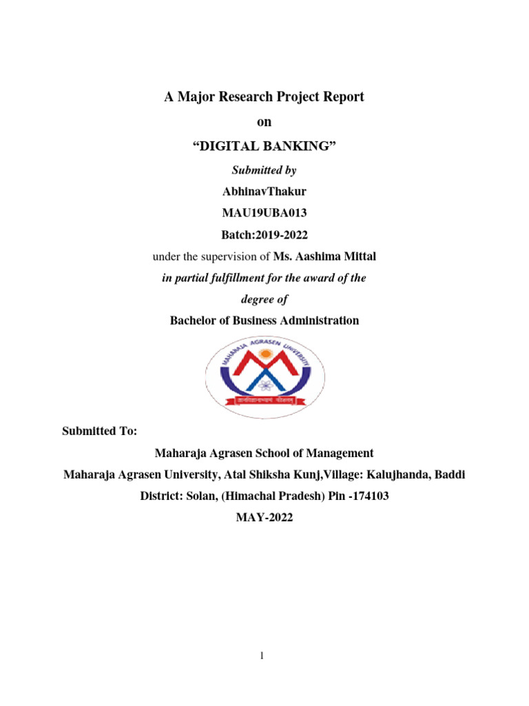 Research Report (Abhinav Thakur) | PDF | Banks & Banking | Online Banking