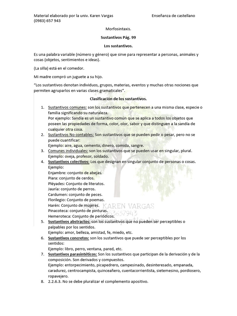 Clasificación y Uso de Sustantivos | PDF | Adjetivo | Adverbio