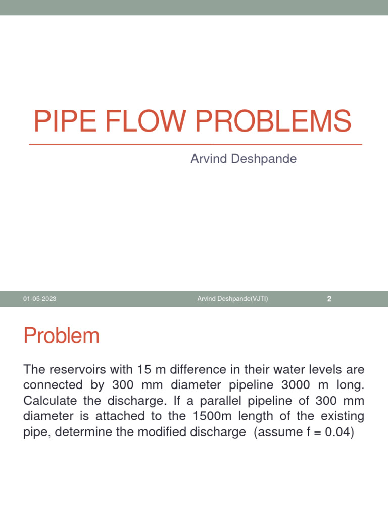 Pipe Flow Problems | PDF | Pipe (Fluid Conveyance) | Fluid Dynamics