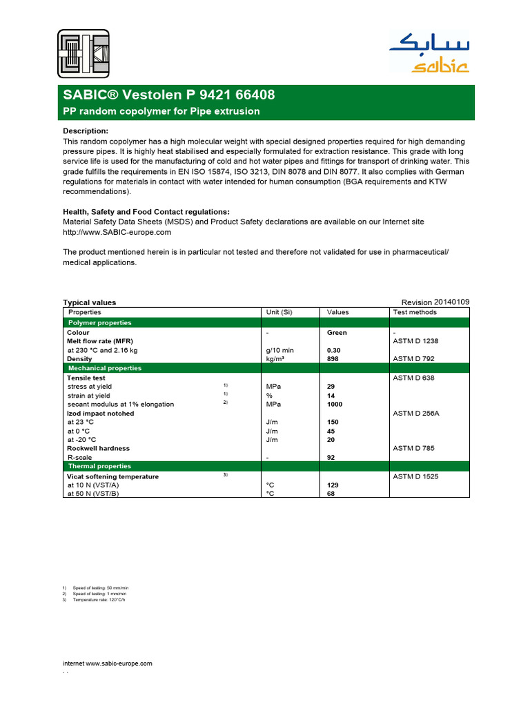 9421 - 66408 - Pipe Extrusion (Normal) - Datasheet ASTM | PDF ...