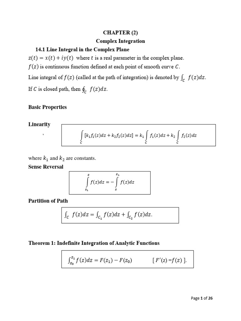 Chapter 14 Complex Integration | PDF | Integral | Analysis