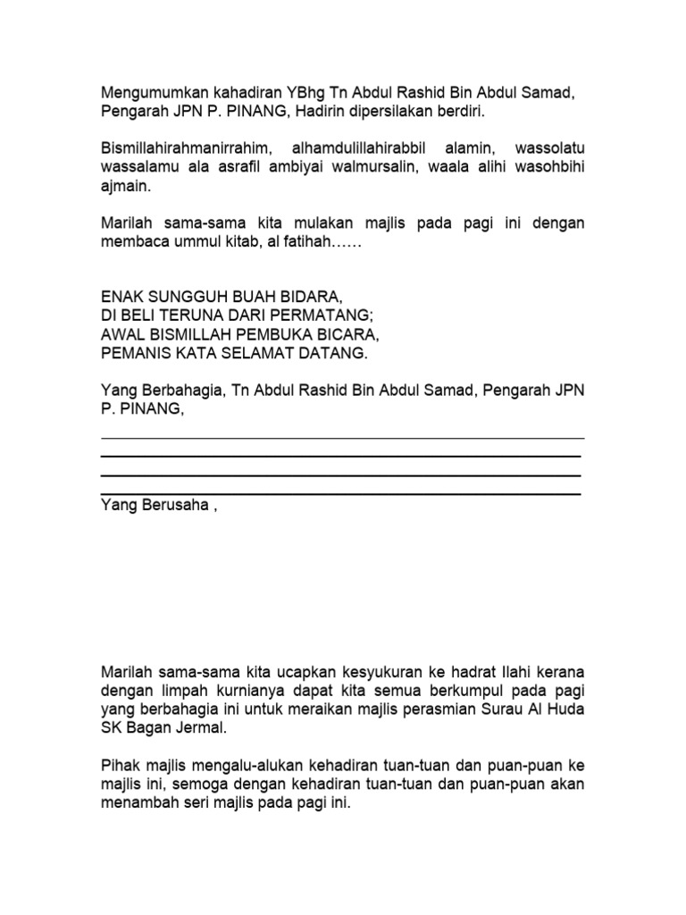 Perasmian Surau Al-Huda SK Bagan Jermal | PDF | Memasak, Makanan, & Anggur