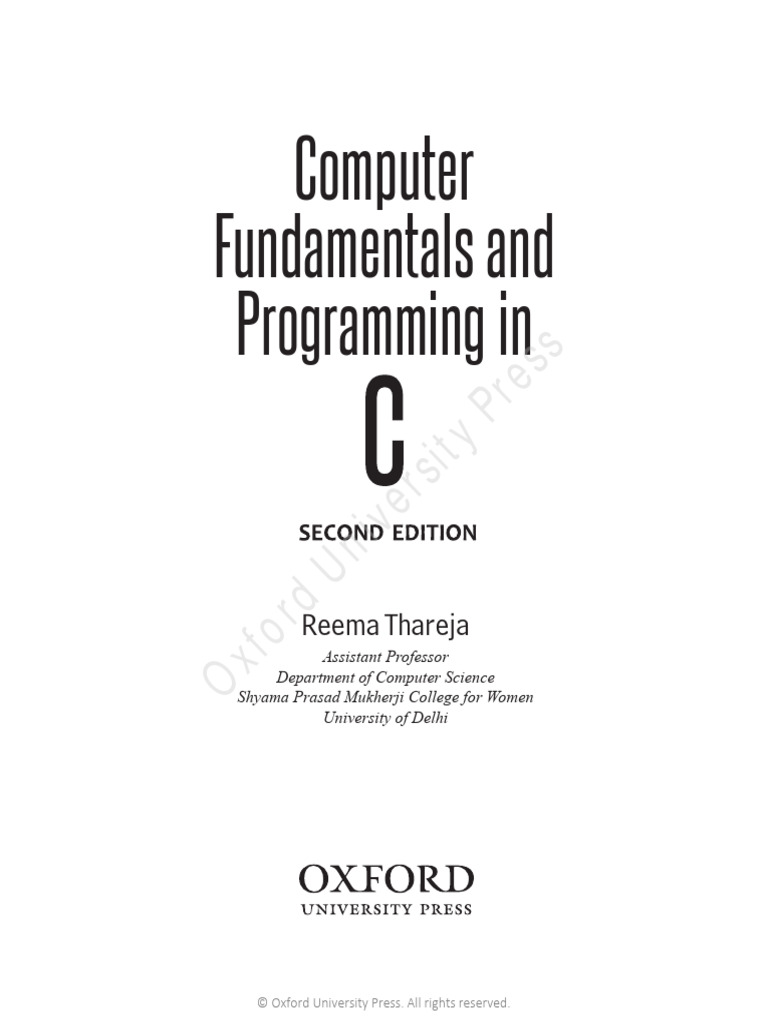 Reema Thareja C Programming Chapter1 Fundamentals Of Computer Pdf Computer Network