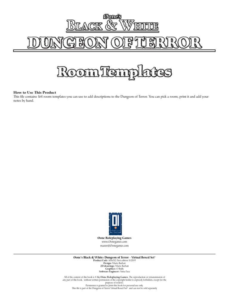 BEW012 Dungeon of Terror Room Templates | PDF