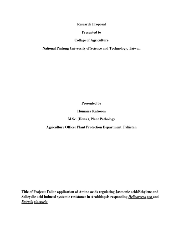 Research Proposal - Humaira Kalsoom | PDF | Real Time Polymerase Chain Reaction | Reverse ...