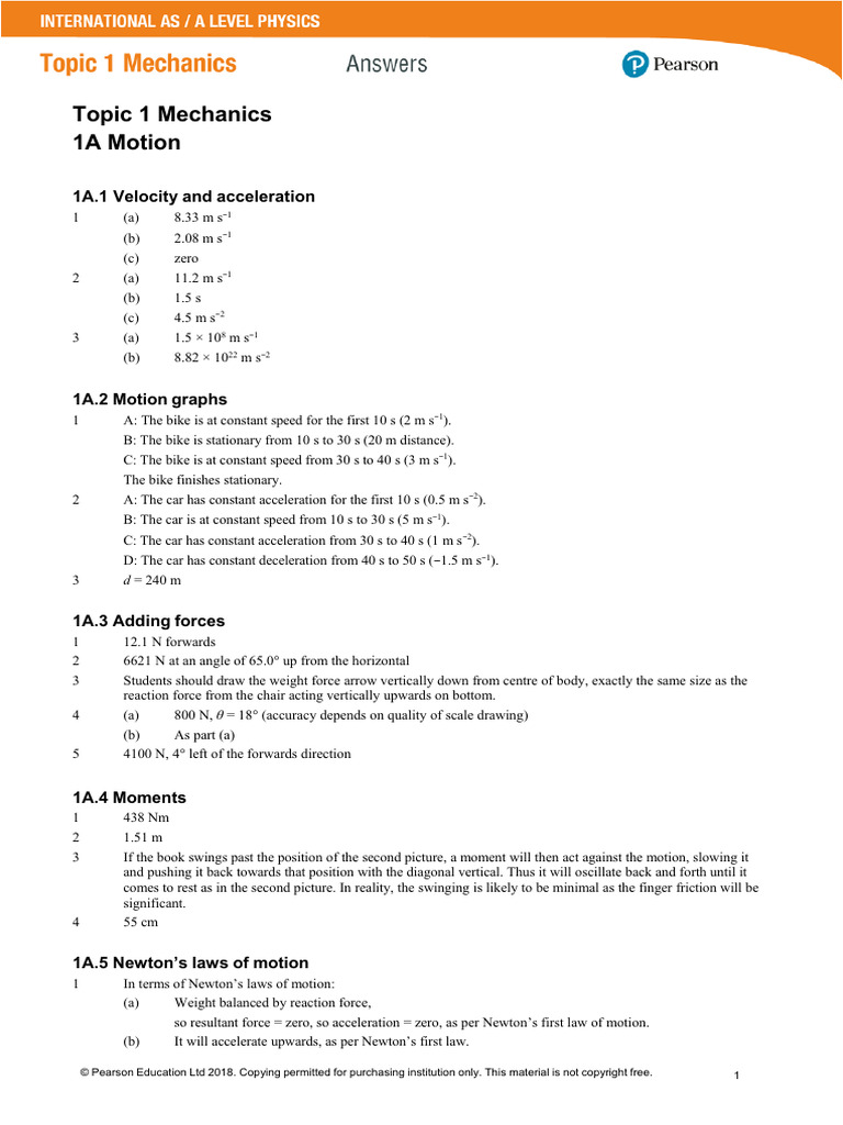 IAS Physics Book 1 Answers - IAS-physics-SB1-answers | PDF ...