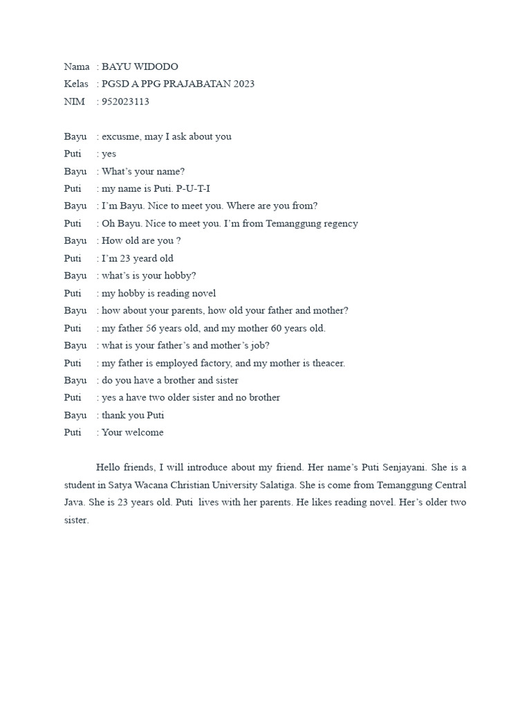 T1 - Koneksi Antar Materi - Bayu Widodo - 952023113 | PDF