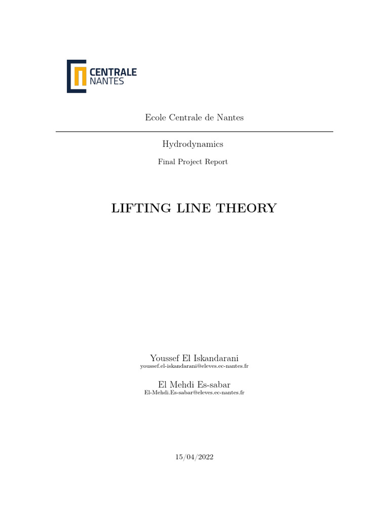 Hydrodynamics Project: Lifting Line Theory | PDF | Drag (Physics ...