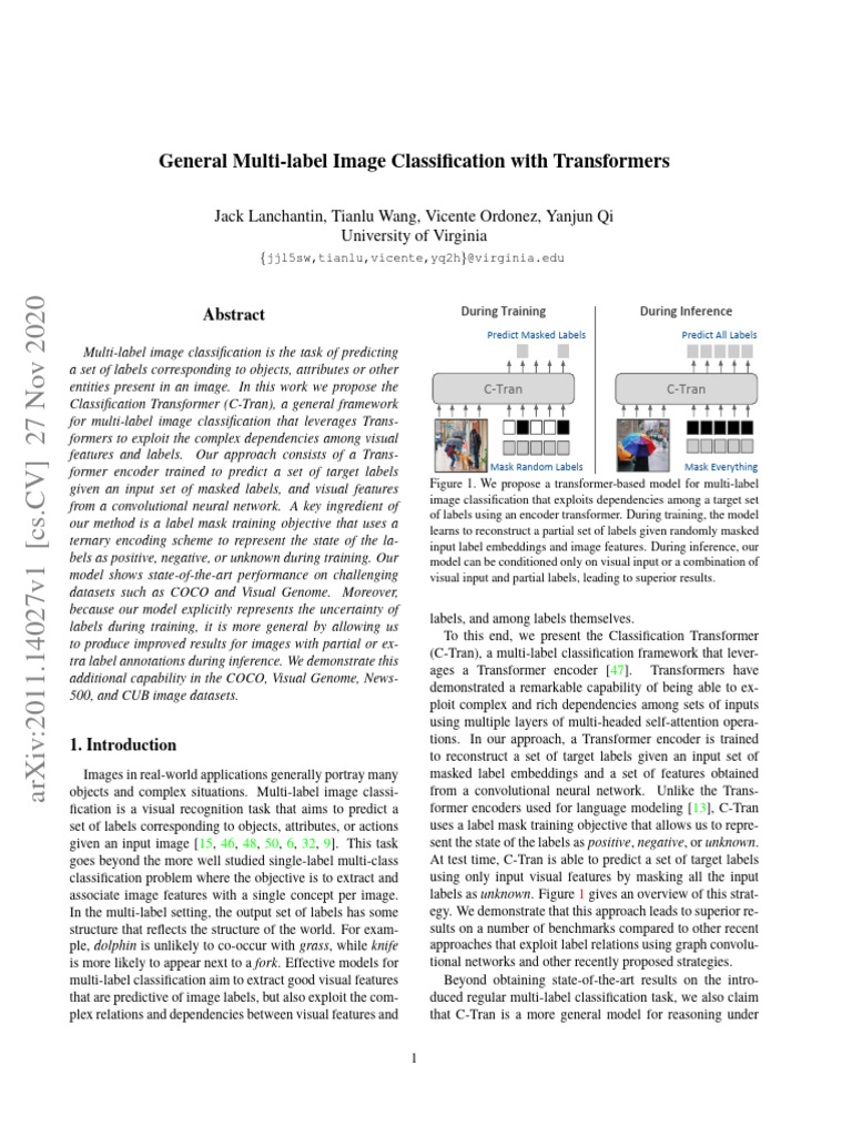 General Multi-Label Image Classification With Transformers | PDF | Statistical Inference ...