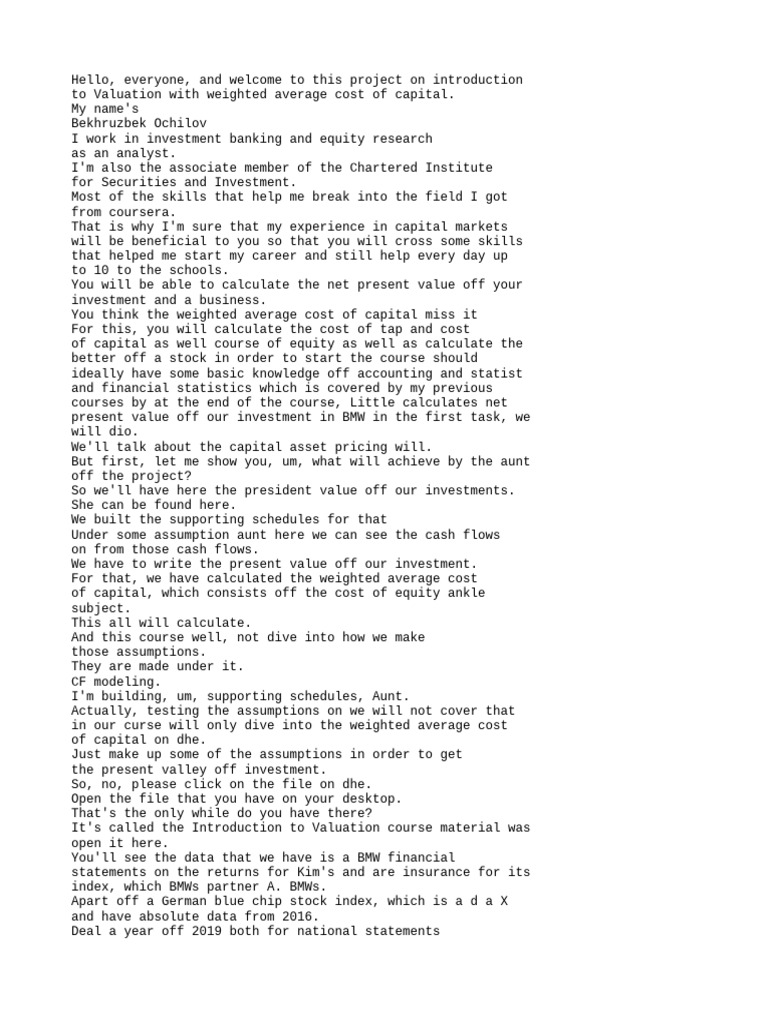 Introduction To CAPM - Transcript | PDF | Financial Risk | Capital Asset Pricing Model