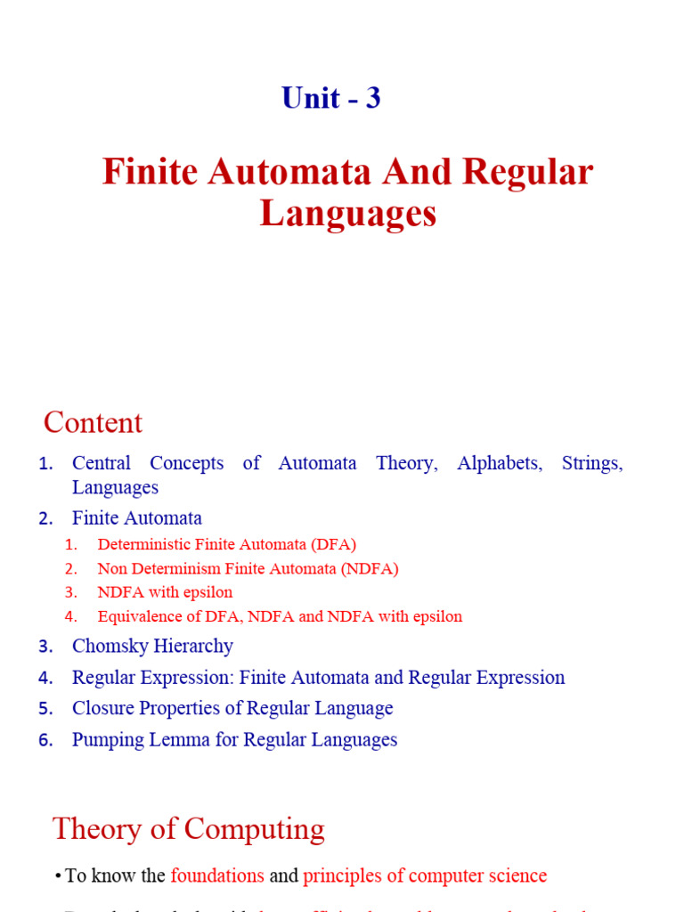 Finite Automata and Regular Languages | PDF | Mathematics | Theory Of ...