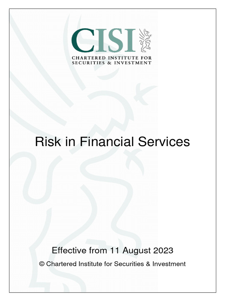Risk in Financial Services v10 | PDF | Financial Risk | Operational Risk