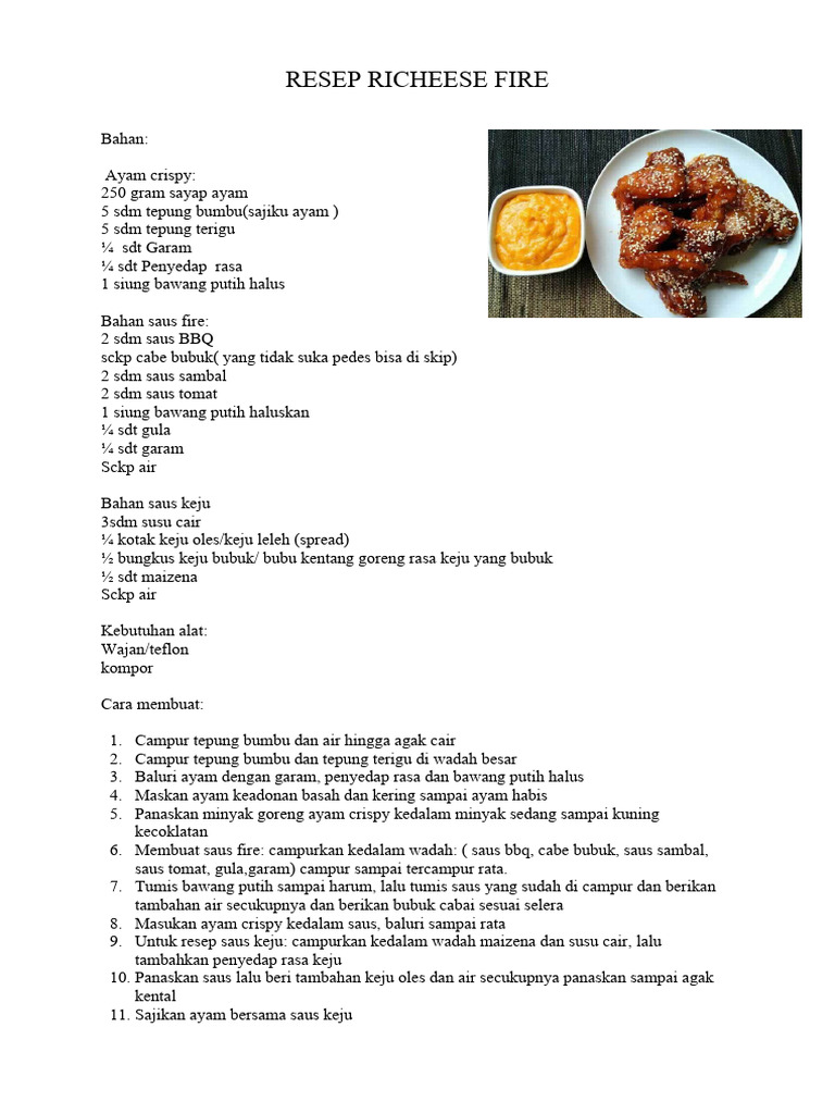 Resep Richeese Fire | PDF
