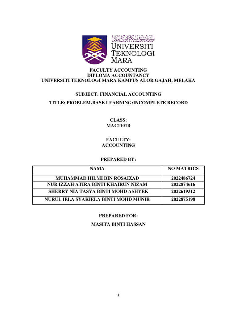 PBL Group Assignment Far160 | PDF | Debits And Credits | Expense