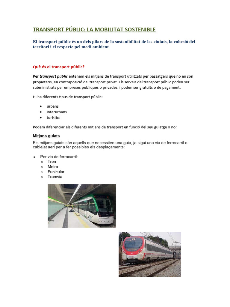 Transport Públic La Mobilitat Sostenible | PDF