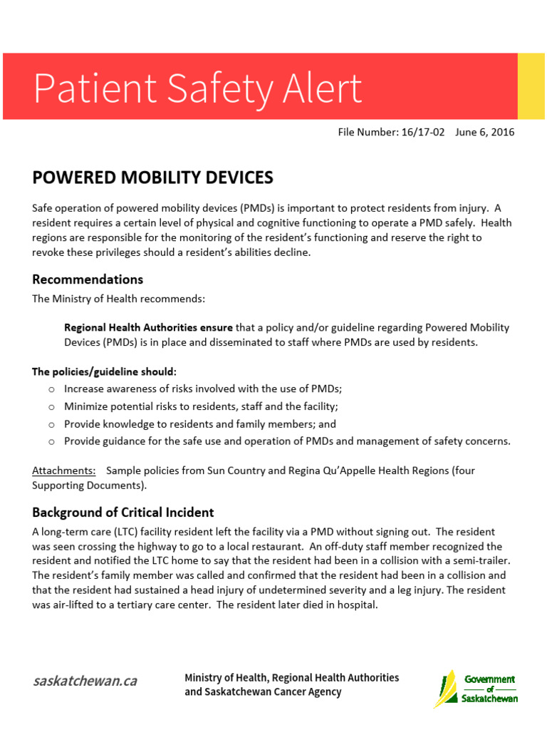 Power Mobility Device Safety Policy | PDF | Patient Safety | Pedestrian ...