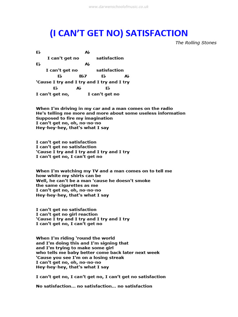 (I Can't Get No) Satisfaction Lyrics | PDF | Art
