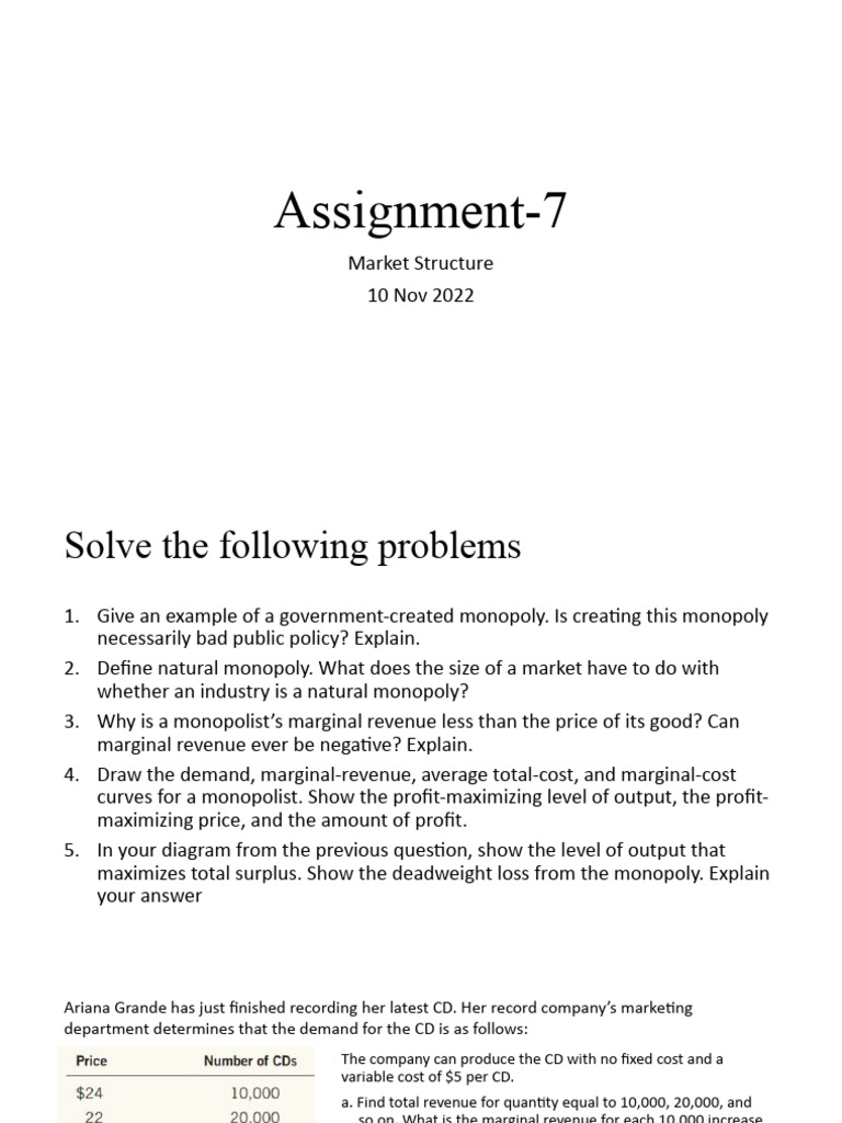 Assignment-7 Assignment-7 MB4706 | PDF | Monopoly | Profit (Economics)