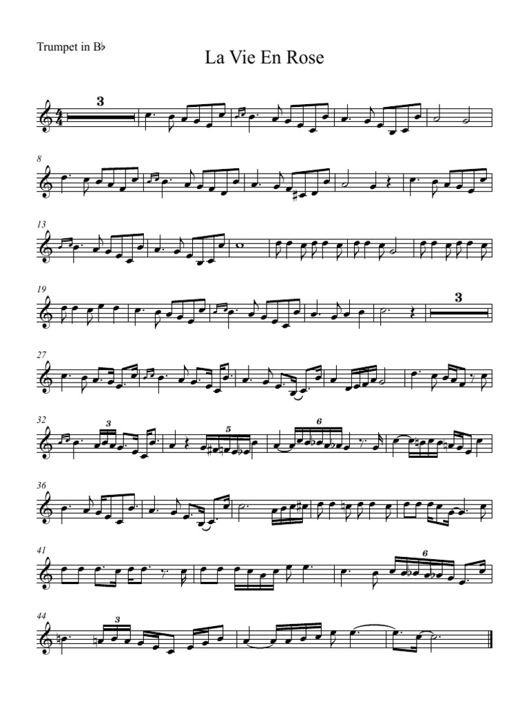 La Vie en Rose - Trumpet in BB | PDF