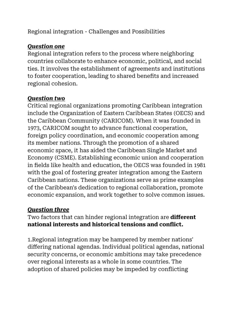 Regional Integration - Challenges and Possibilities | PDF | Regional Integration | Partnership