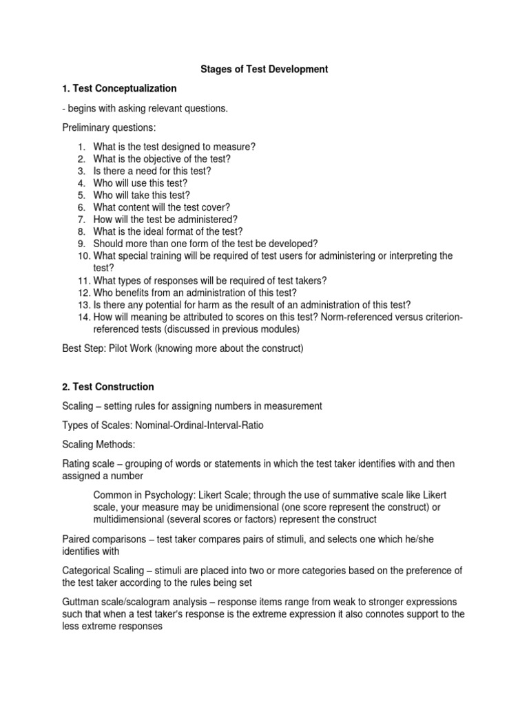 Stages of Test Development | Download Free PDF | Evaluation Methods ...