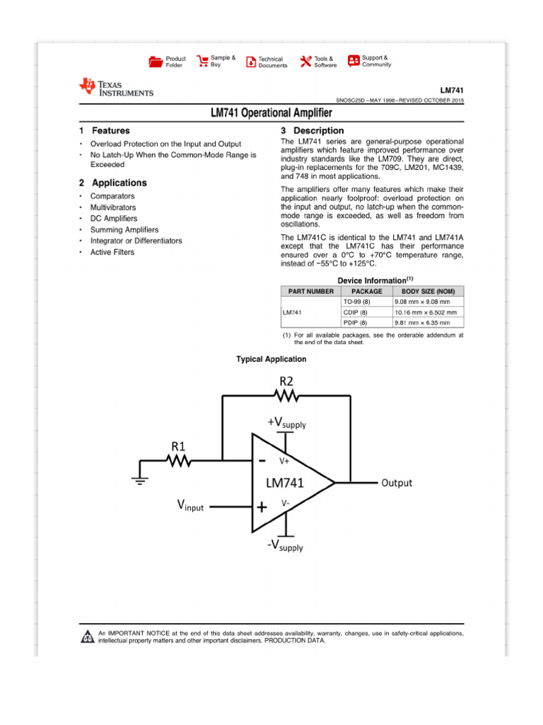 LM741 Datasheet | PDF