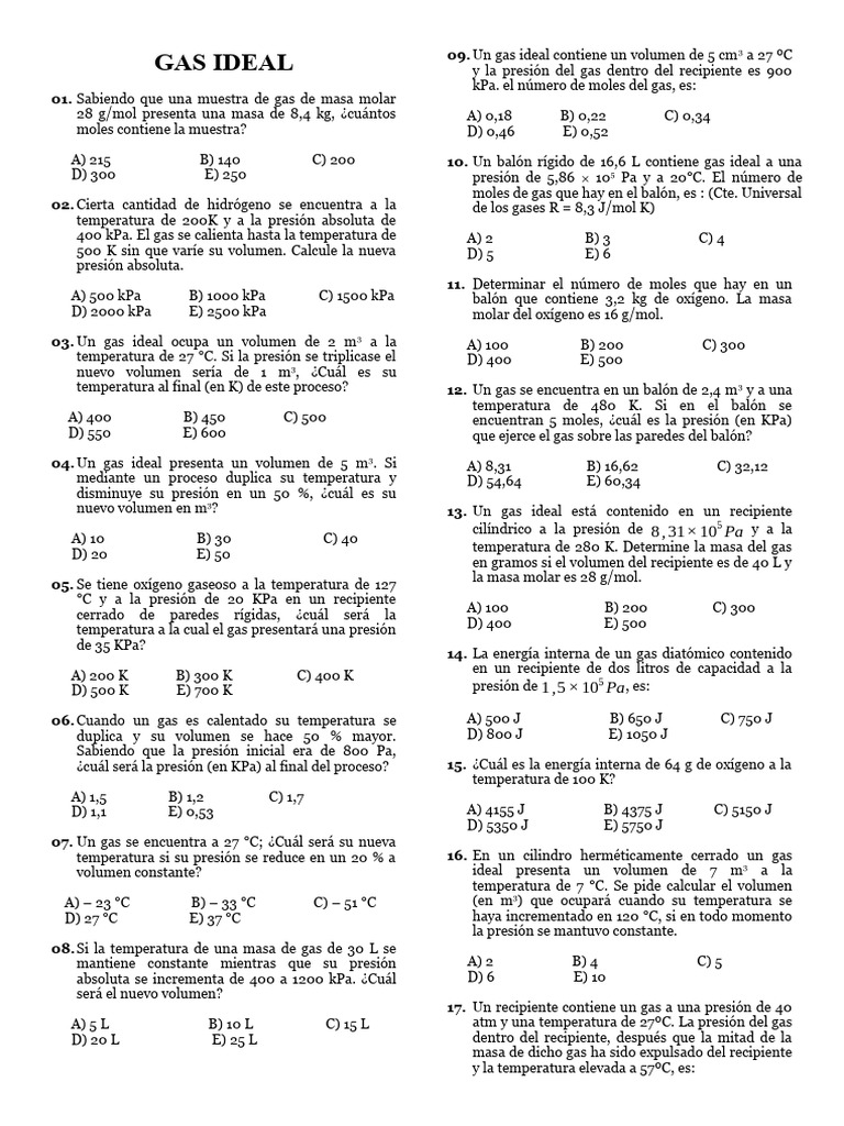 Gas Ideal | PDF | Gases | Presión