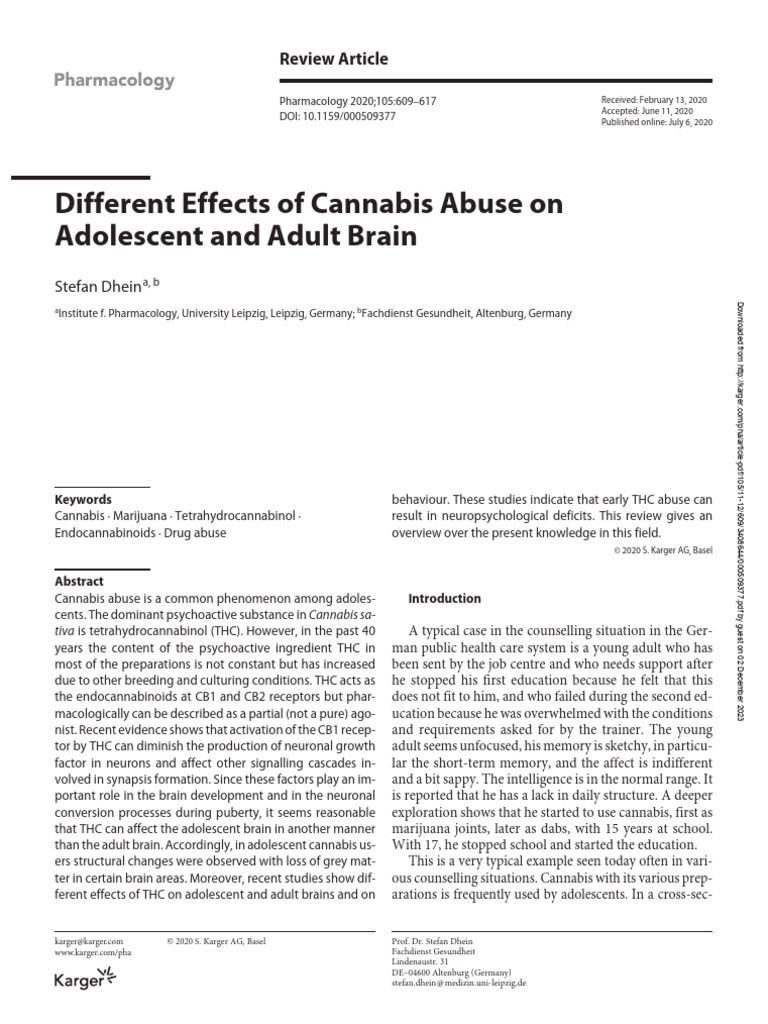 Different Effects of Cannabis Abuse On Adolescent and Adult Brain | PDF ...
