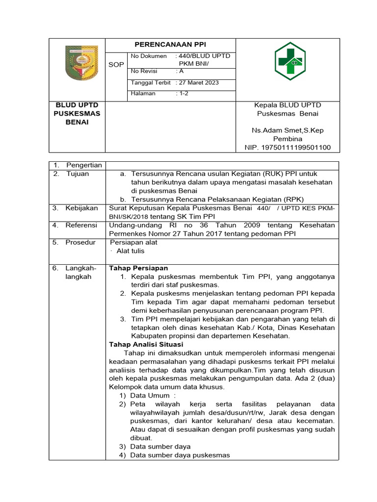 Sop Perencanaan Ppi | PDF