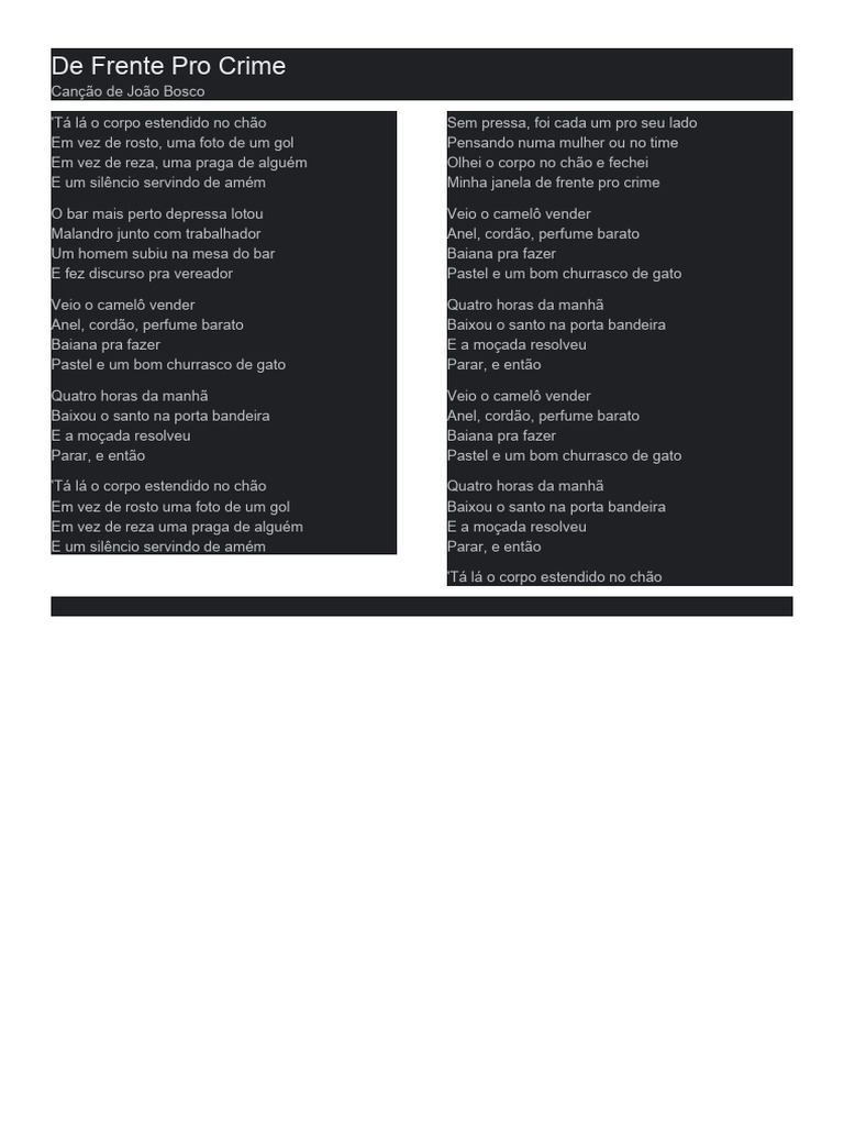 De Frente Pro Crime | PDF