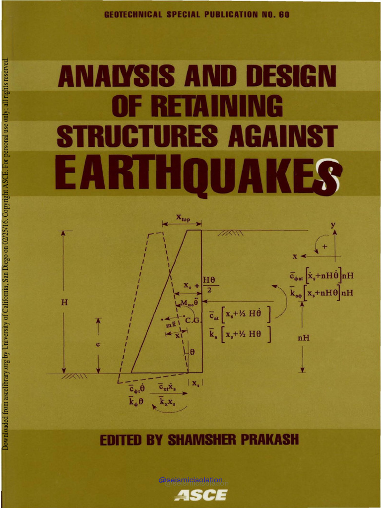 Analysis and Design of Retaining Structures Against Earthquakes | PDF ...