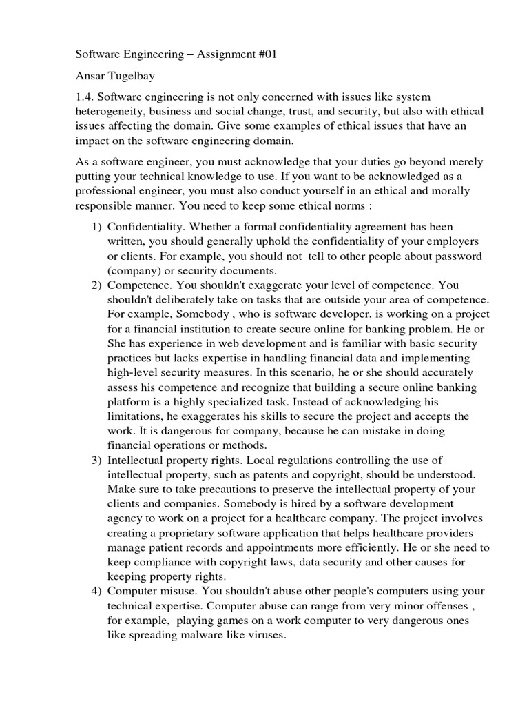 Software Engineering - Assignment#01 | PDF | Software | Confidentiality Software Engineering - Assignment#01 | PDF | Software | Confidentiality