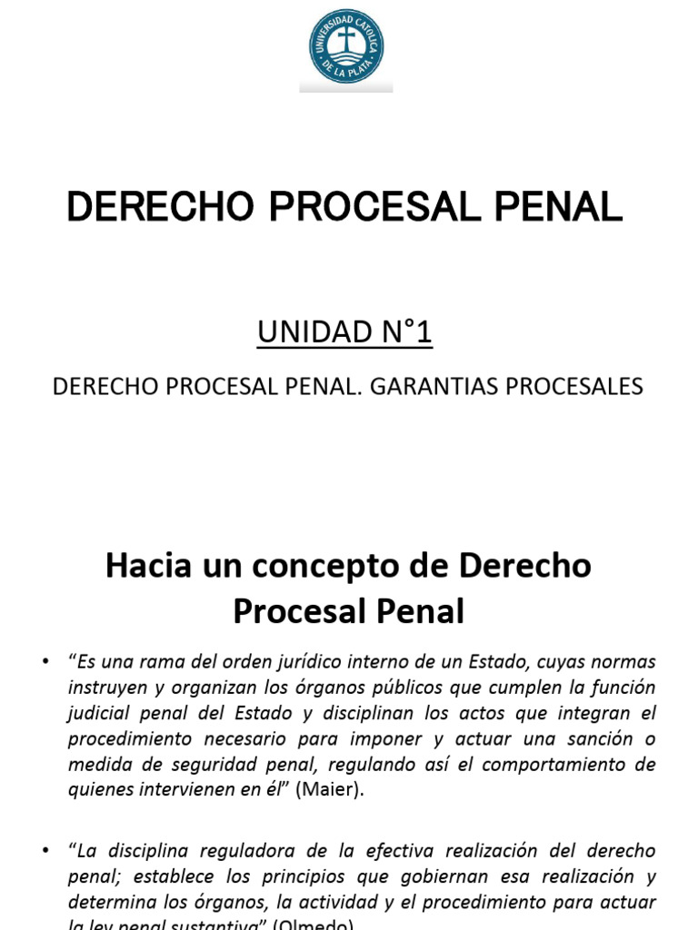 Clase U1 - Derecho Procesal Penal - D. Procesal Penal. Principios - UCALP - 2022 | PDF | Debido ...