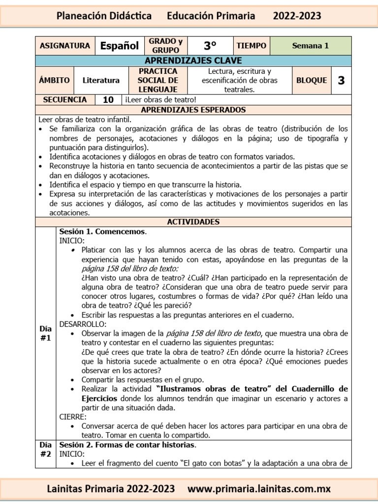 Abril - 3er Grado Español (2022-2023) | PDF | Teatro | Puntuación