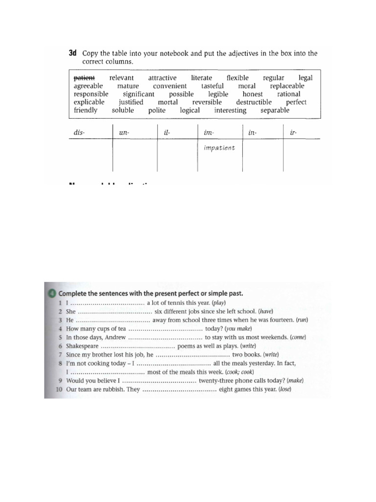 3ea Present Perfect Past Simple Negativni Prefiksi | PDF